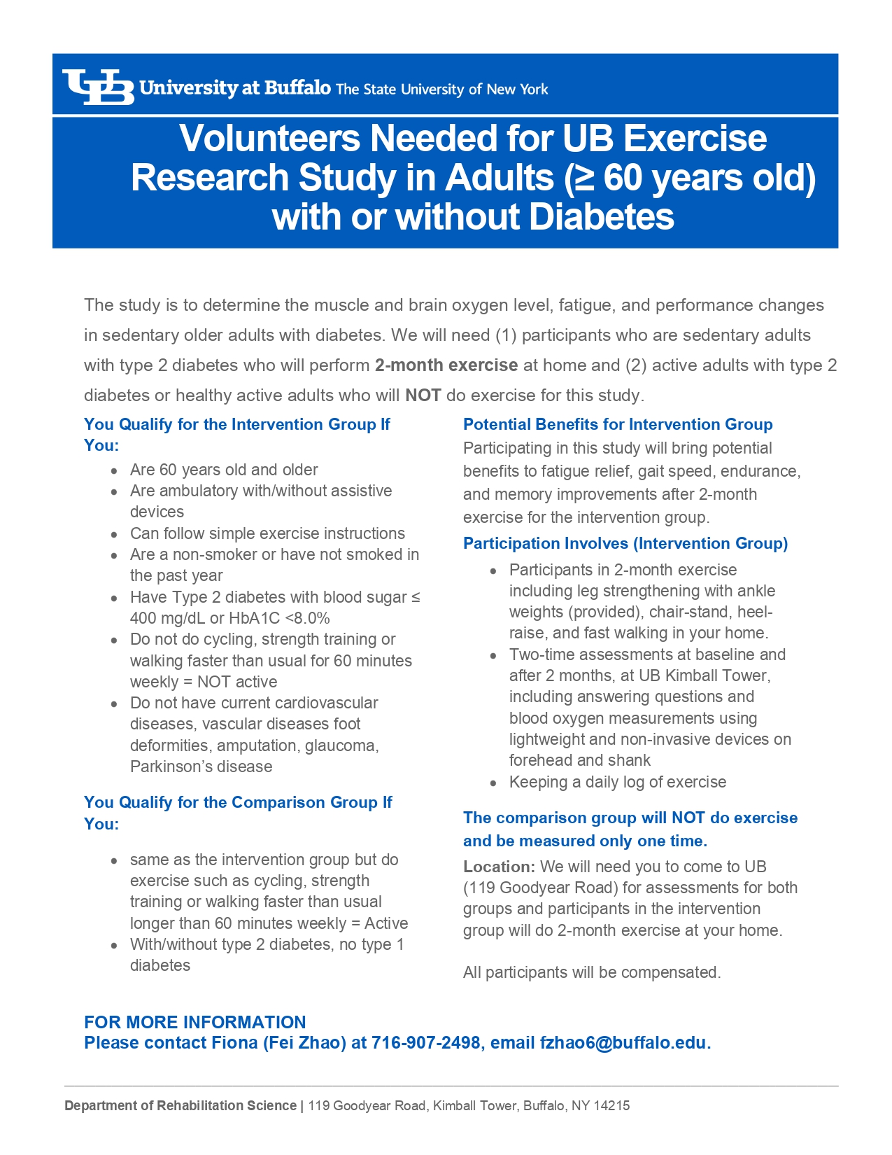 University of Buffalo Exercise Research Study | Town of Eden, New York